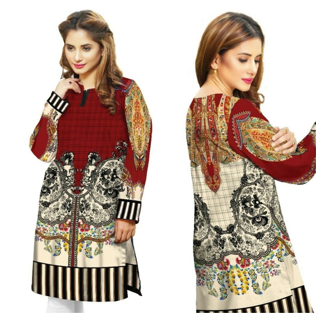 Women Pakistani Kurta Cotton Designer Digital Print Tunic Tops Kurti ...